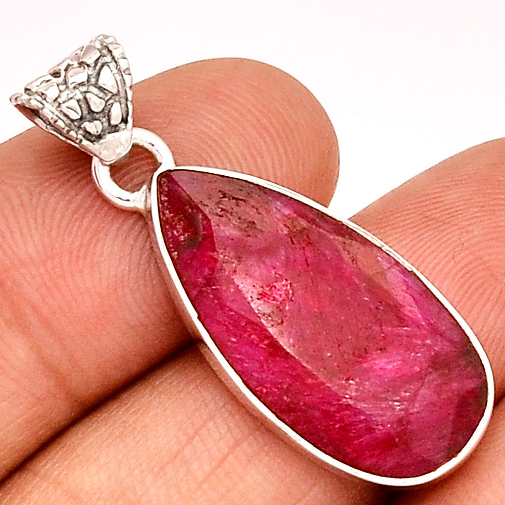 PENDENTIF RUBIS MONTURE ARGENT 925 REF 3485