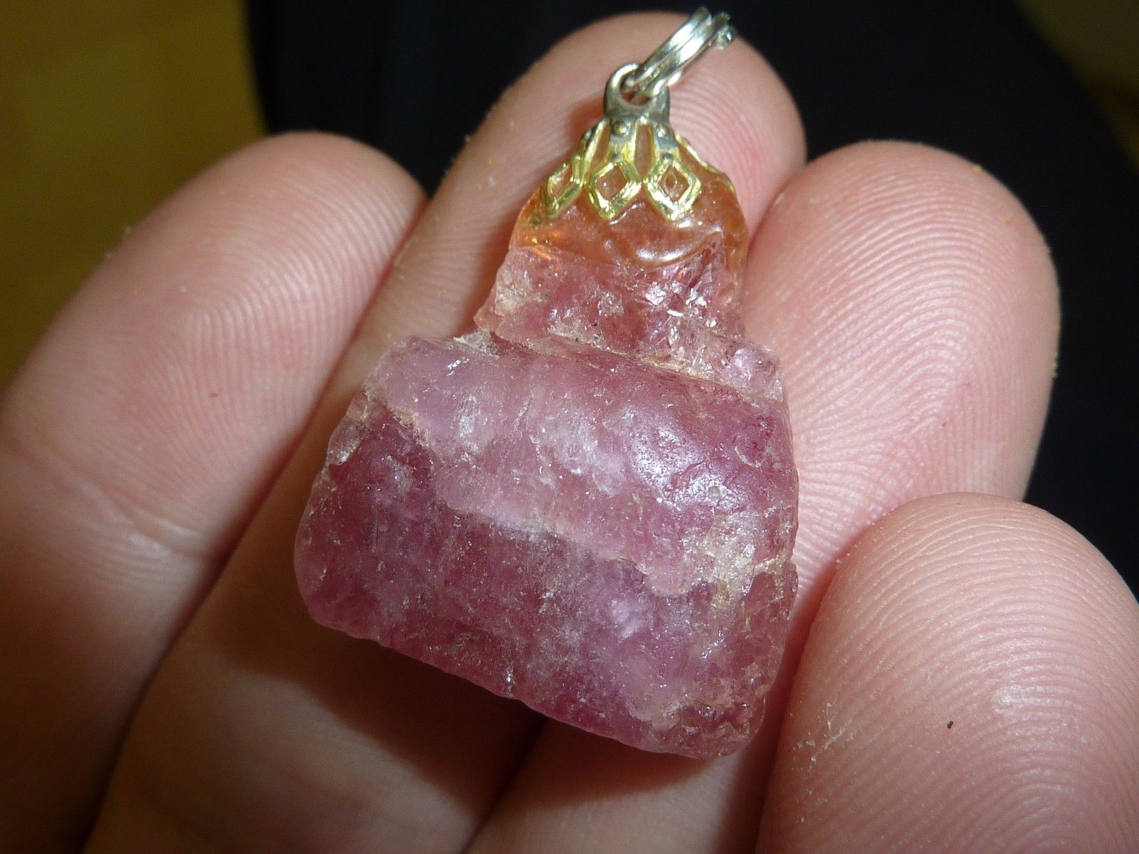 SUBLIME PENDENTIF TOPAZE IMPERIALE ROSE GEMME 9.9 GR 49.5 TRES RARE ref ...