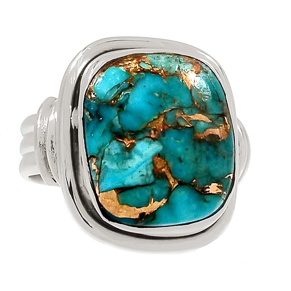 BAGUE TURQUOISE MONTURE EN ARGENT 925.TAILLE 55 1/4 REF 3922