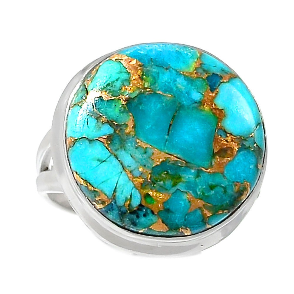 BAGUE TURQUOISE MONTURE EN ARGENT 925.TAILLE 54 REF 1457