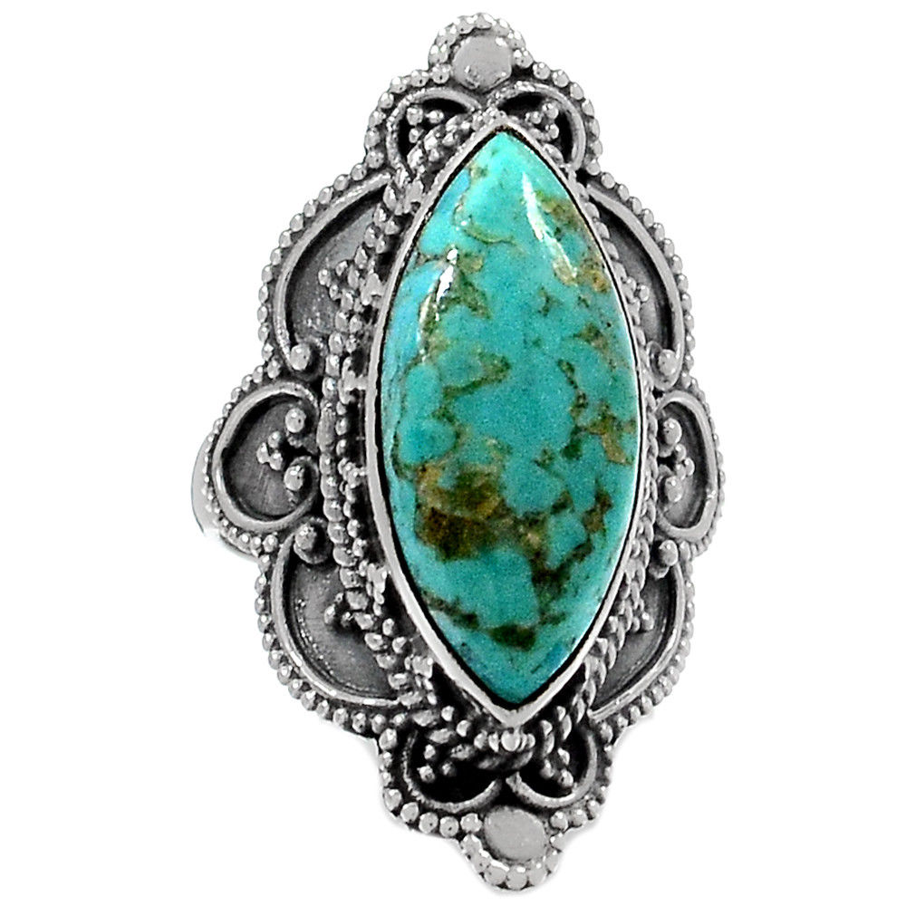 BAGUE TURQUOISE MONTURE EN ARGENT 925.TAILLE 55 1/4 REF 7069