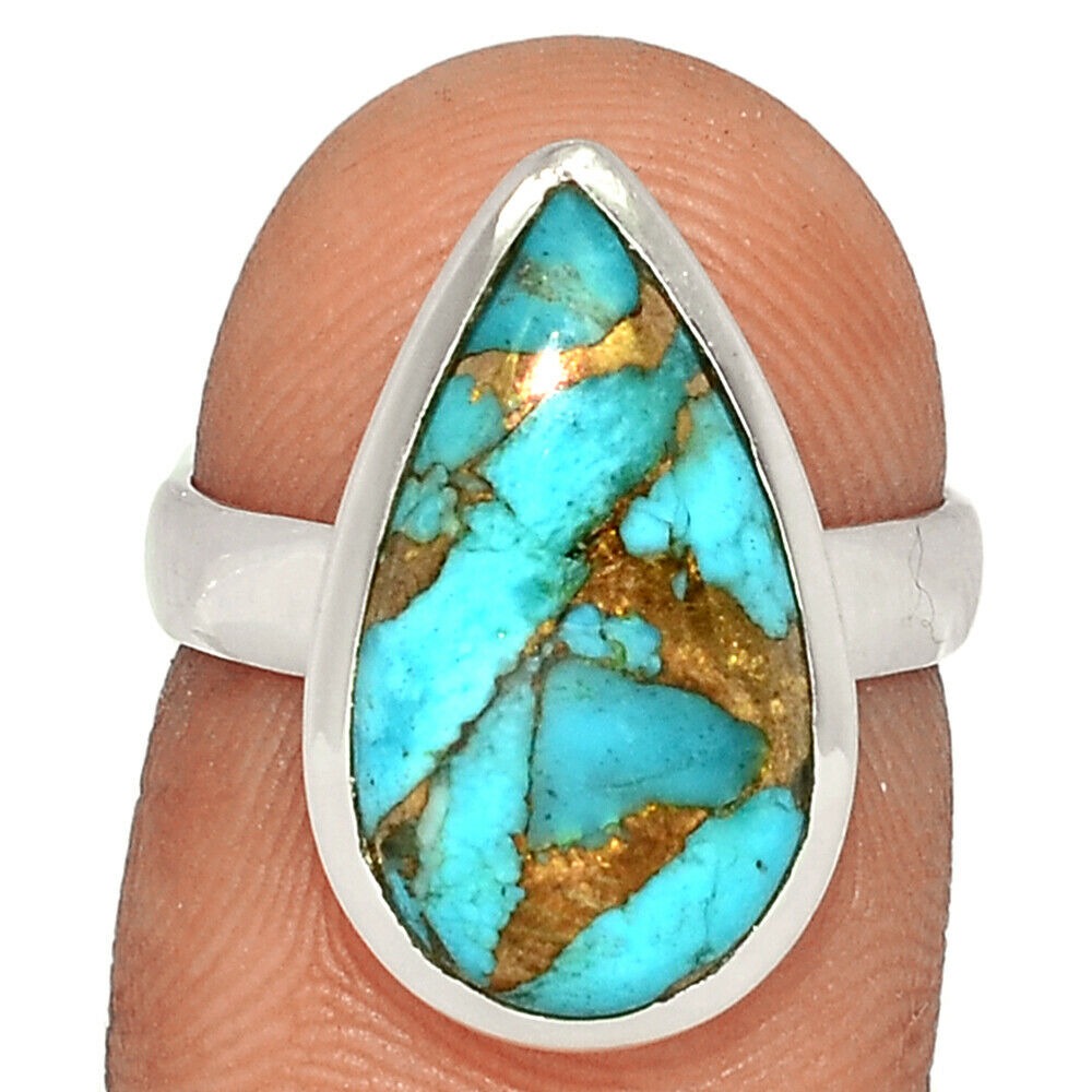 Bague turquoise monture argent 925 taille 51 1/2 ref 0595